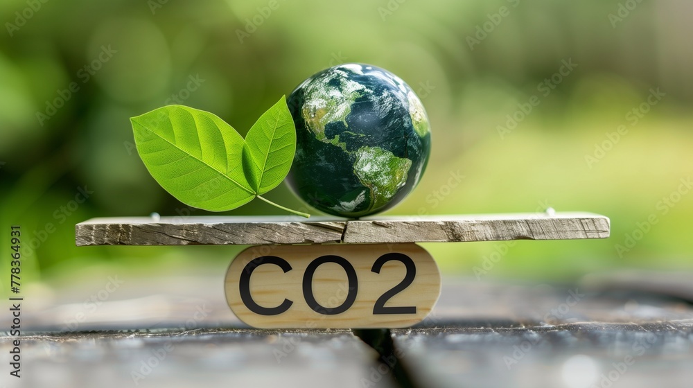 An illustration depicting the concept of carbon dioxide (CO2) emissions ...