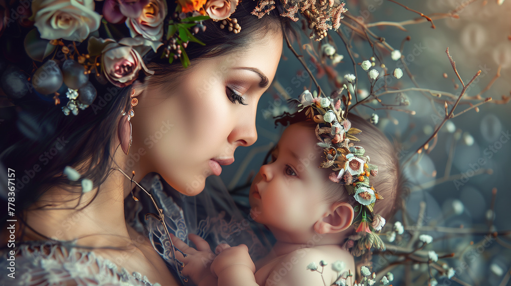 A happy mother holding a newborn baby. moment of unconditional love mom ...