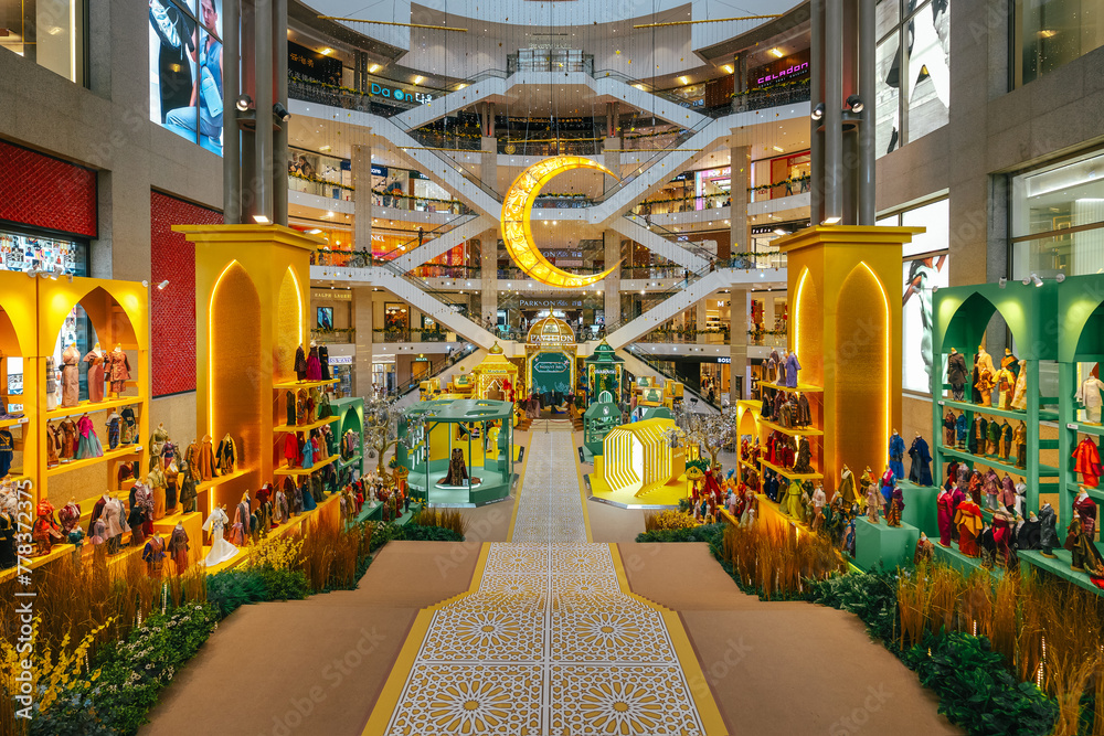 KUALA LUMPUR, MALAYSIA - Mar 12, 2024: Pavilion KL main atrium with ...