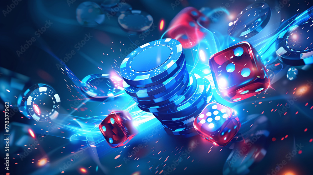 dynamic illustration of exciting casino games, poker chips, dices ...