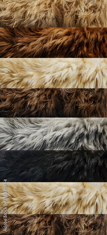 Fur hair different textures template bundle pack realistic Stock Photo ...