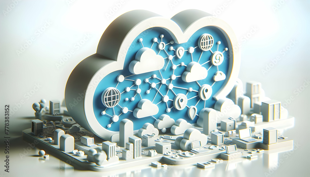 3d flat icon as Cloudscape Connectivity A serene cloudscape with ...