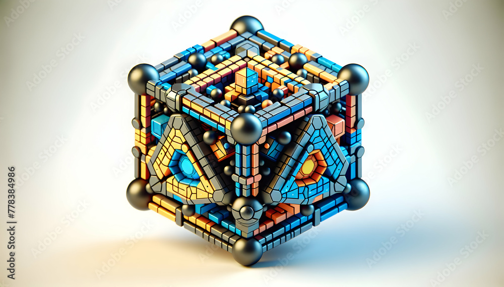 3d flat icon as Techno Tesseract A tesseract shape embodies the ...