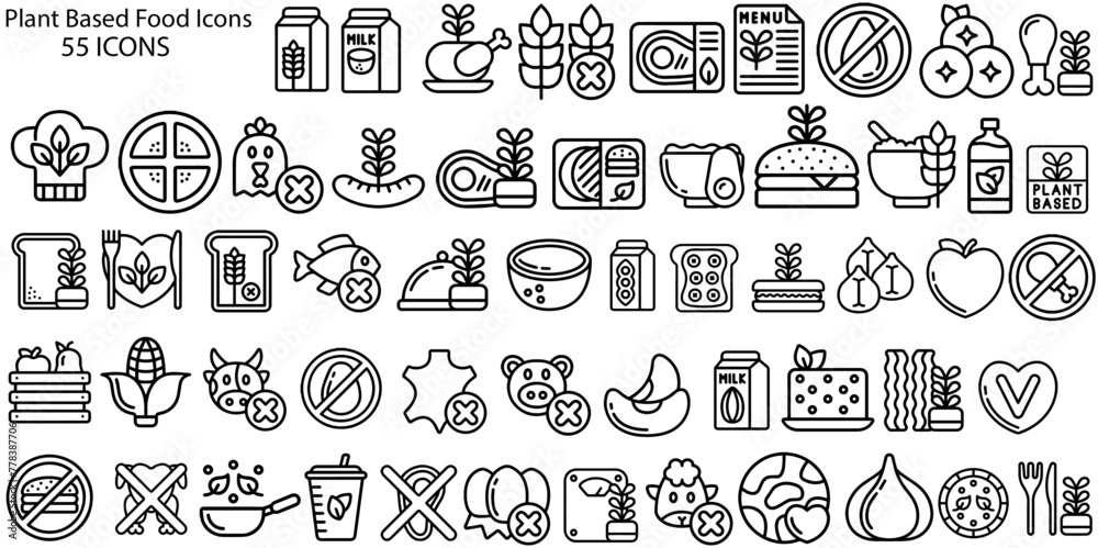 Plant-based Food line icon set. Included the icons as Bio-engineered ...