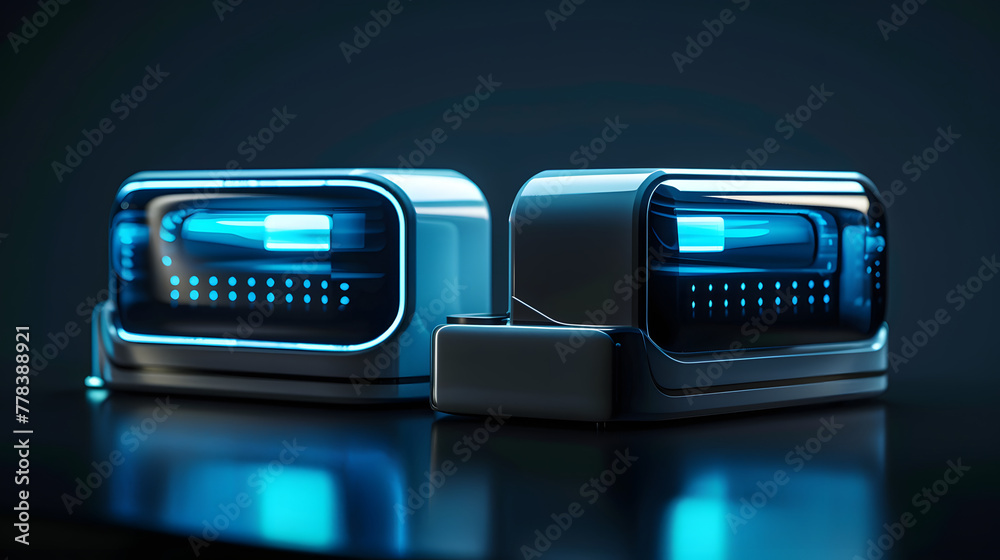 A futuristic smart toaster with holographic displays showcasing the ...