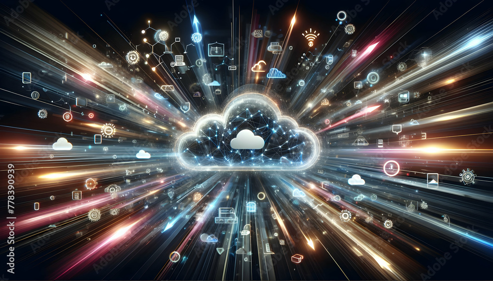 for advertisement and banner as Digital Cloud Burst A dynamic burst of ...