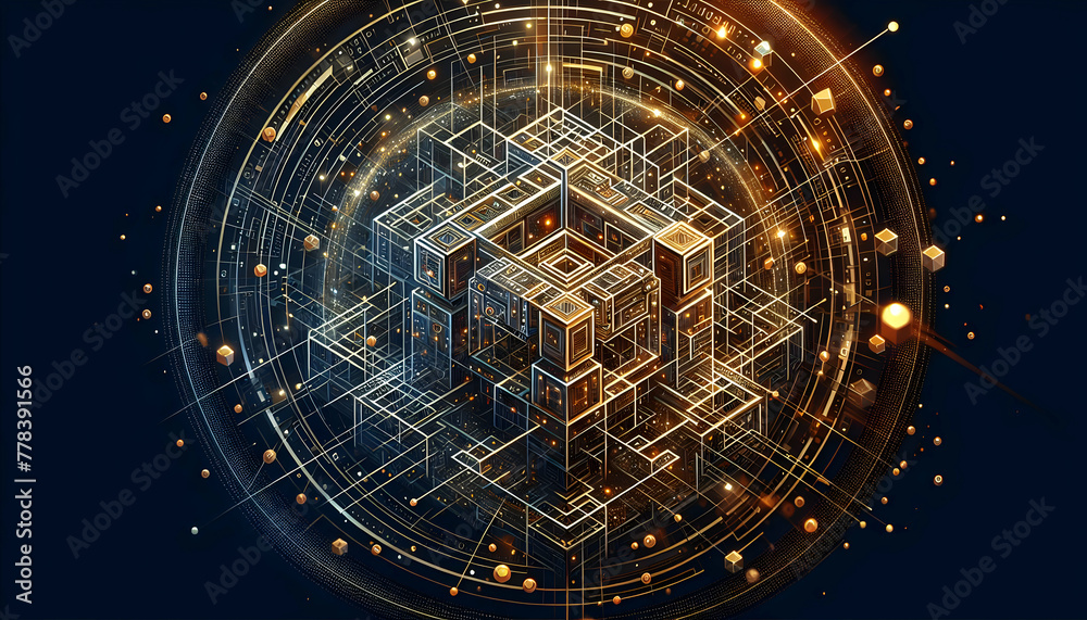 for advertisement and banner as Techno Tesseract A tesseract shape ...