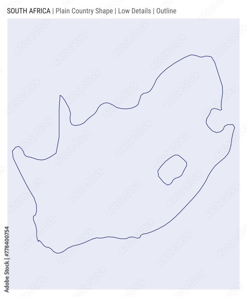 South Africa plain country map. Low Details. Outline style. Shape of ...
