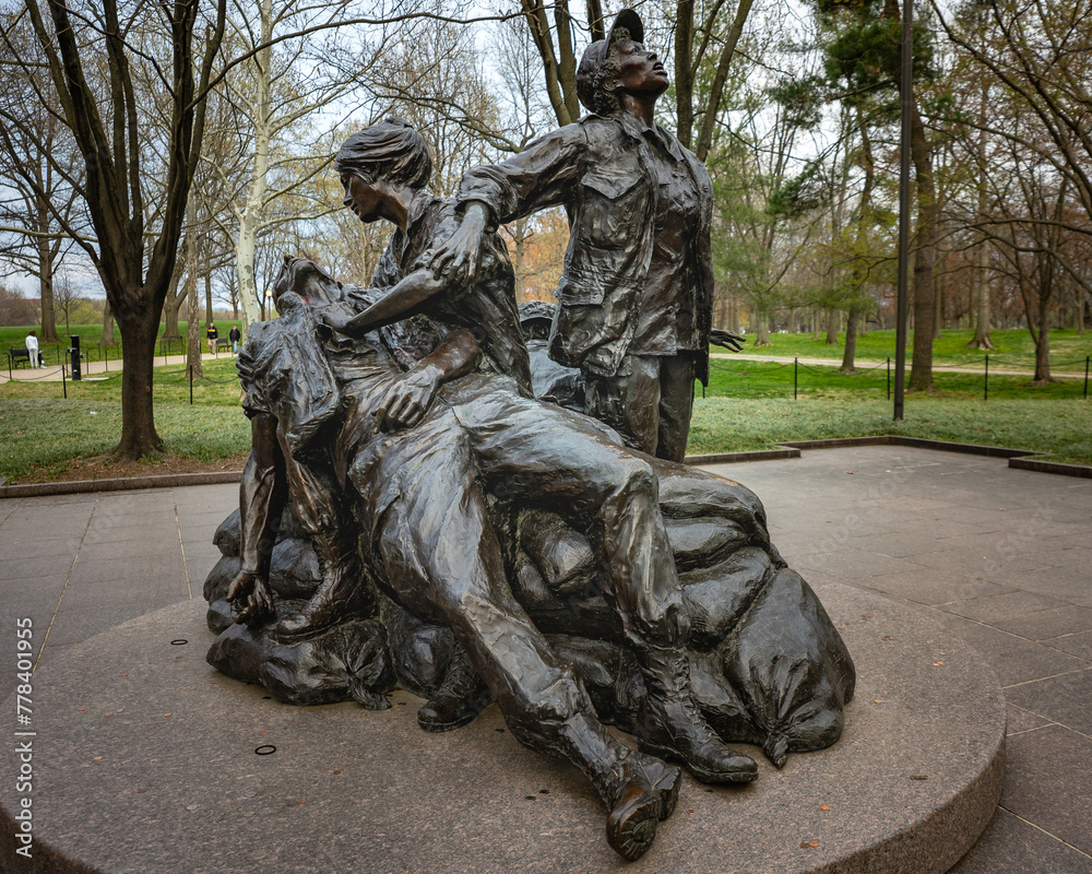 Washington DC - US - Mar 22, 2024 the bronze Vietnam Women's Memorial ...