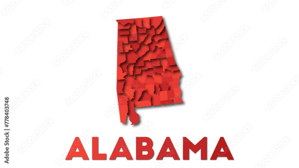 Alabama map showing regions. Animated us state map with title. 4k ...