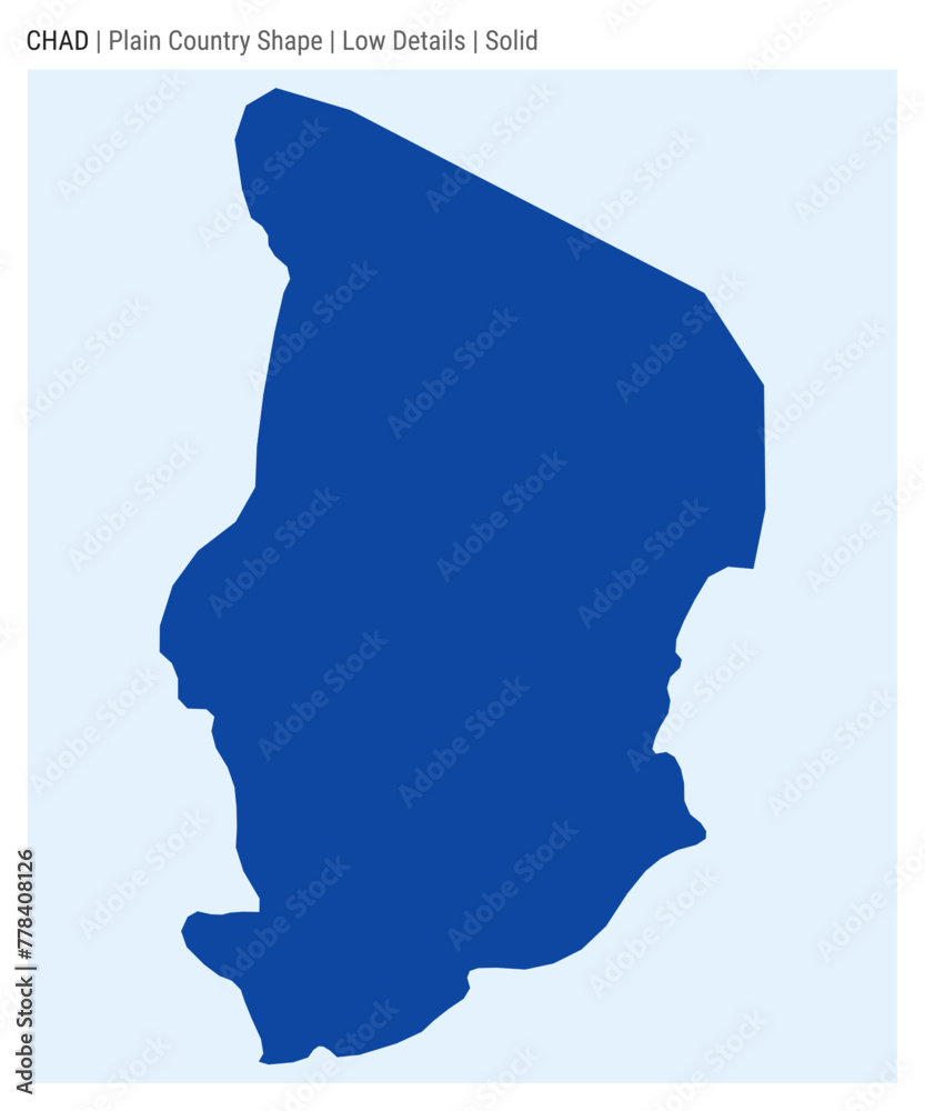Chad plain country map. Low Details. Solid style. Shape of Chad. Vector ...