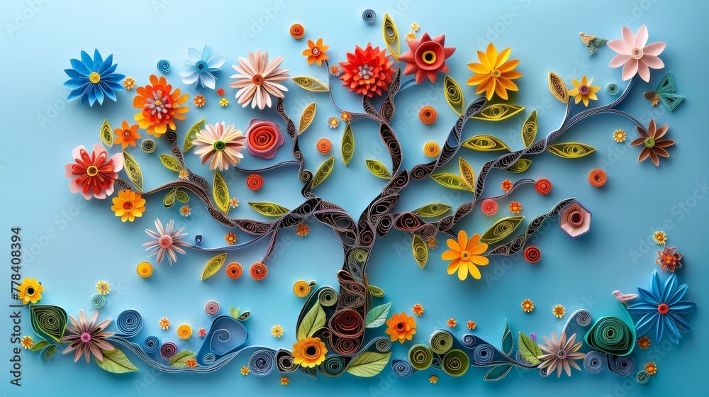 Quilling Paper Art Family Tree with Personalized Names and Birthdates ...
