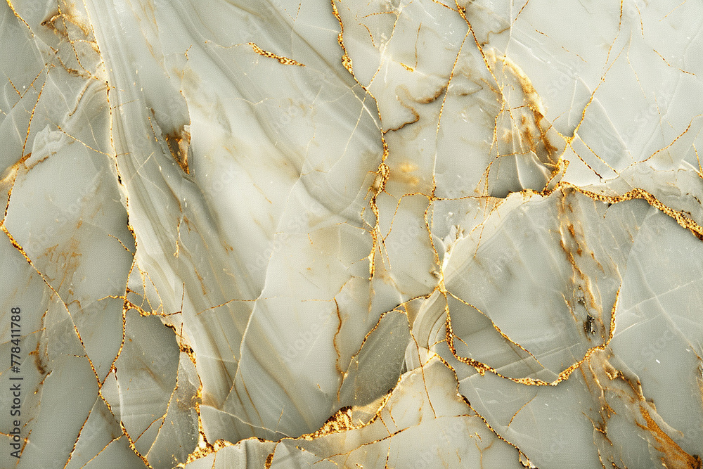 A close-up of a polished gold marble texture, highlighting the contrast ...