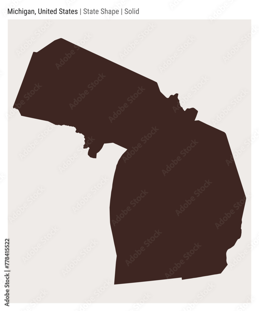Michigan, United States. Simple vector map. State shape. Solid style ...