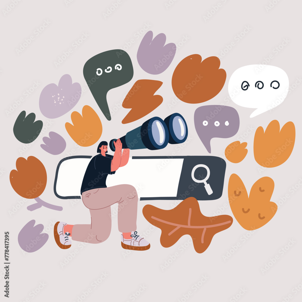 Cartoon vector illustration of Search bars and people browsing online ...