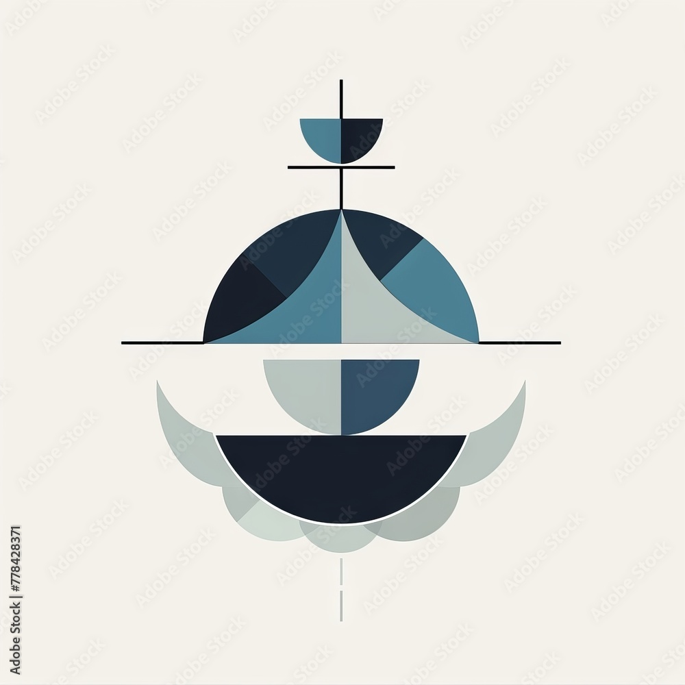 A detailed vector logo of a davit in a symmetrical design, combining ...