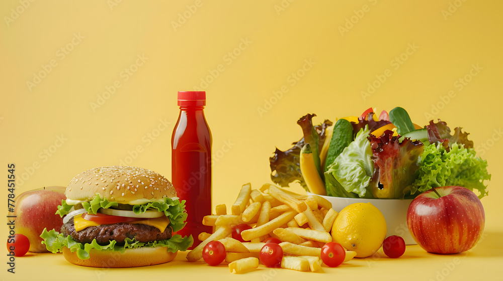 Contrast of Unhealthy Fast Food vs Healthy Nutrition: A Visual Guide to ...