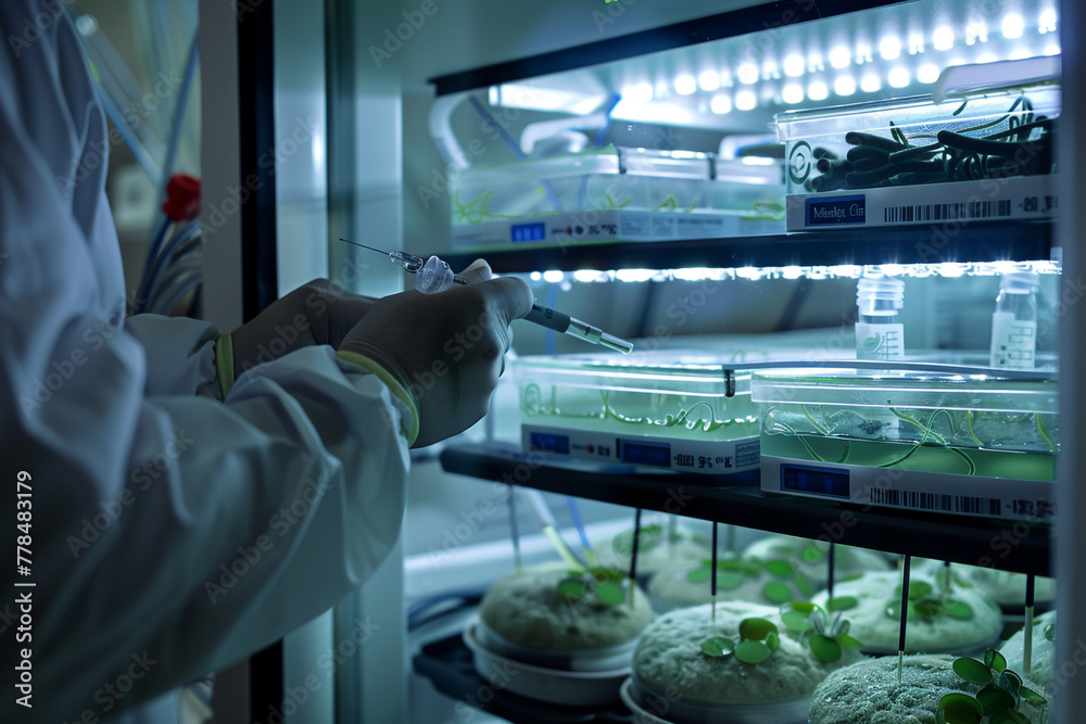 An image showcasing a researcher documenting the growth phases of ...