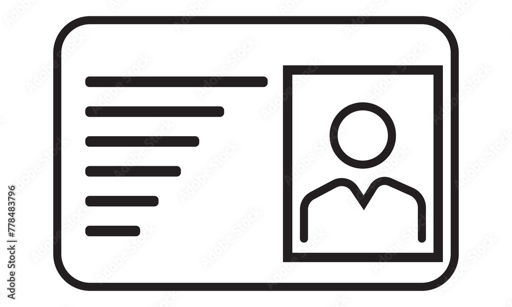 ID Card icon set. Identification card outline icon set. Driver's ...