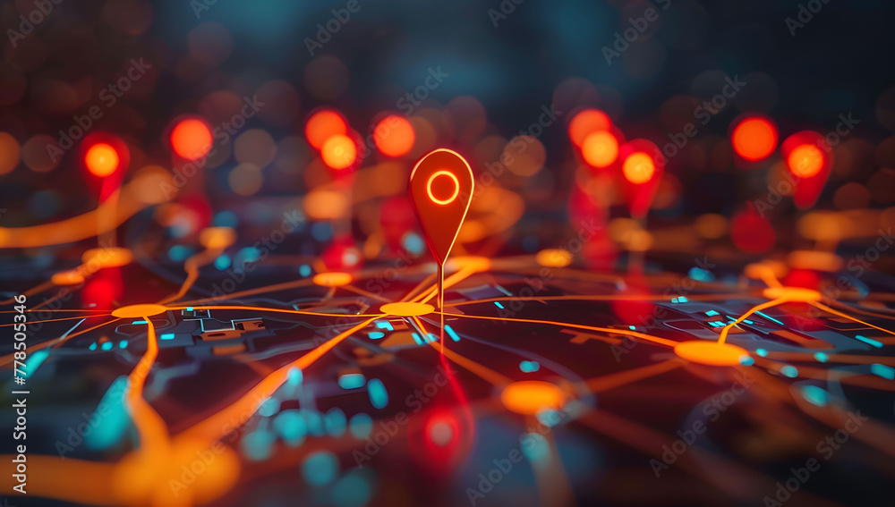 A Digital Map Featuring Interconnected Location Pins Symbolizing Global Network Connectivity