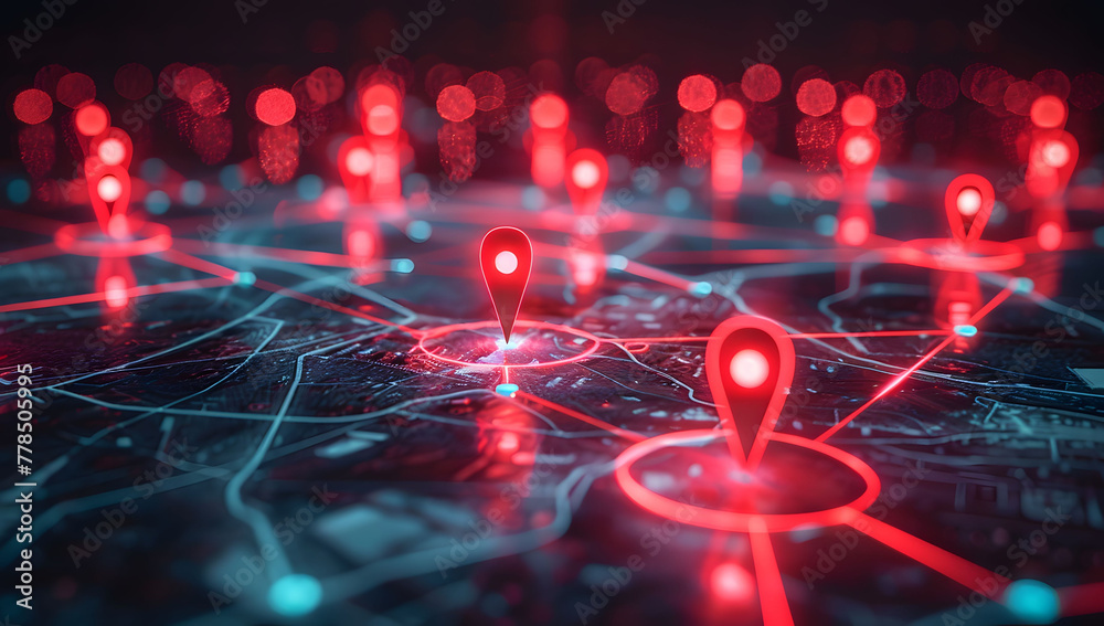 A Digital Map Featuring Interconnected Location Pins Symbolizing Global Network Connectivity