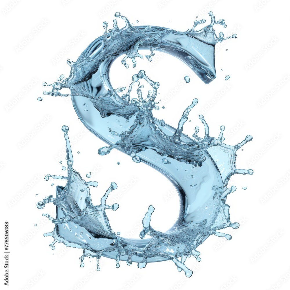 Letter S. Water splashes alphabet isolated on a white background ...