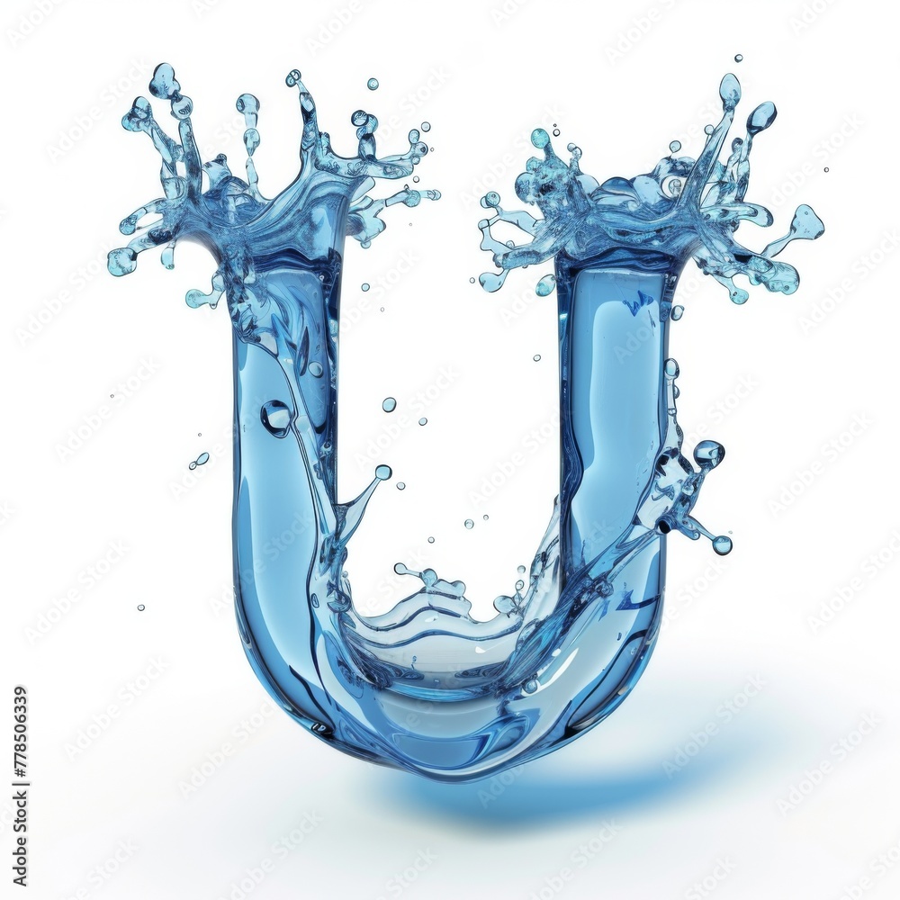 Alphabet, letter U. Splash of water takes the shape of the letter U ...