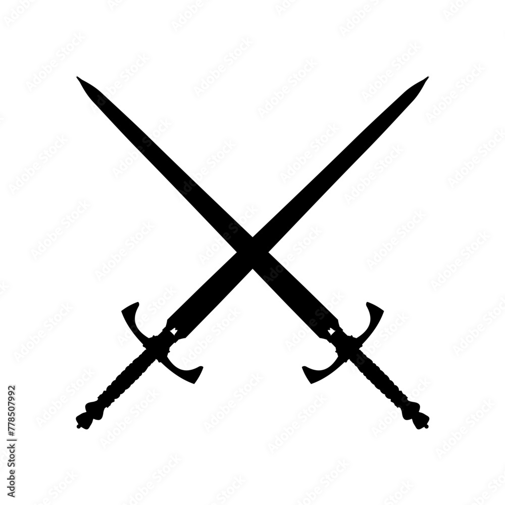 Poster Two crossed medieval swords - vector illustration – Wandbild ...