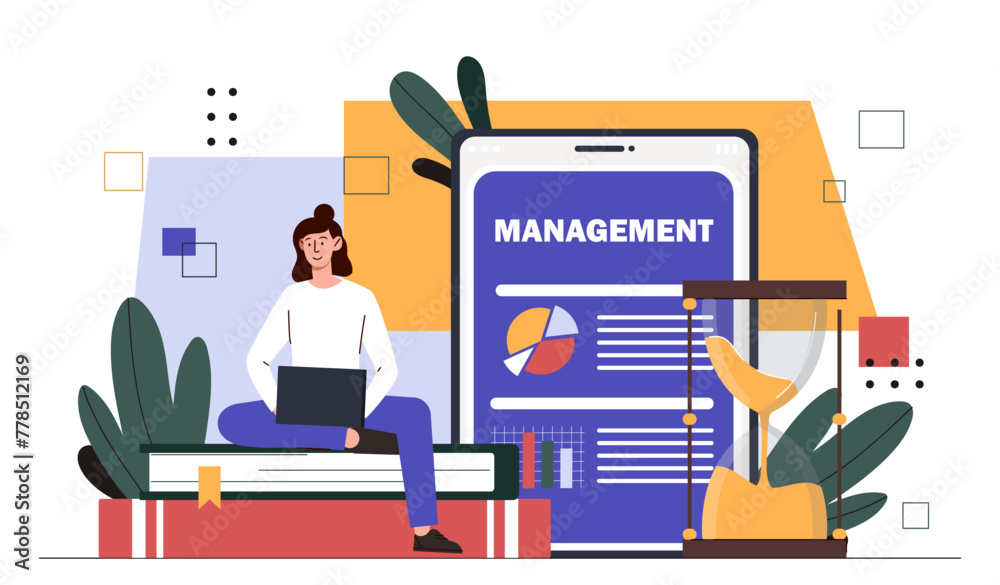 Woman with tasks management. Time management and organization of ...