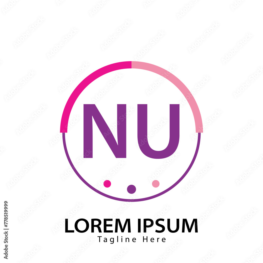 letter NU logo. NU. NU logo design vector illustration for creative ...