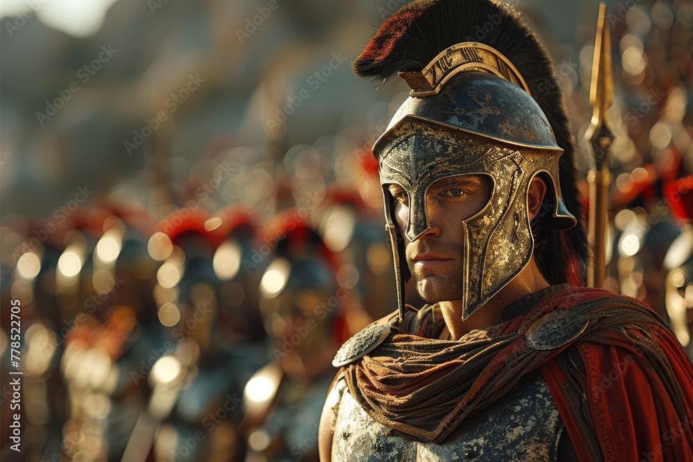 Resolute Ares, the god of war, leads his armies into battle, his bronze ...