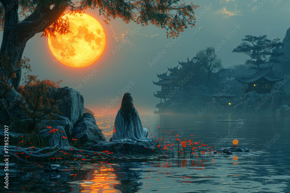 Serene Amaterasu, the goddess of the sun, emerges from her cave ...
