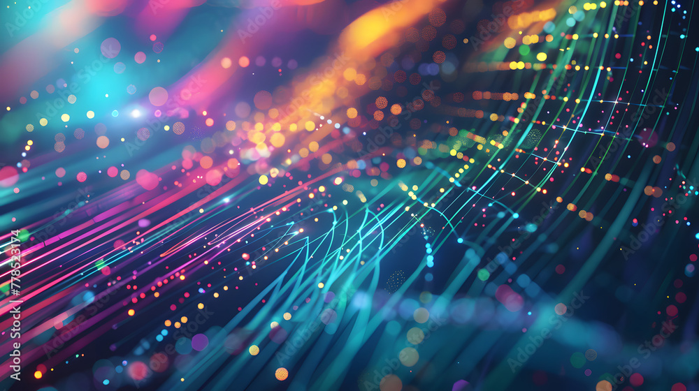 Abstract futuristic background with glowing particles and neurons ...