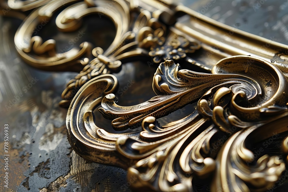 Ornate vintage gold frame with intricate curved shapes and antique ...
