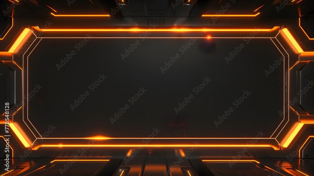 Streamlined neon orange overlay video screen frame border layout ...