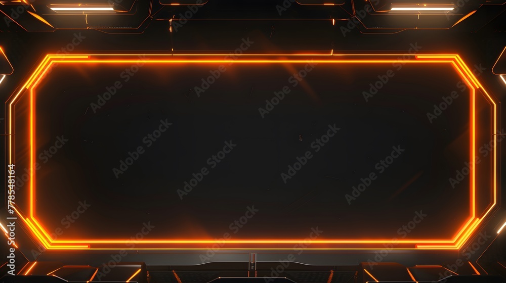 Contemporary neon orange overlay video screen frame border design with ...