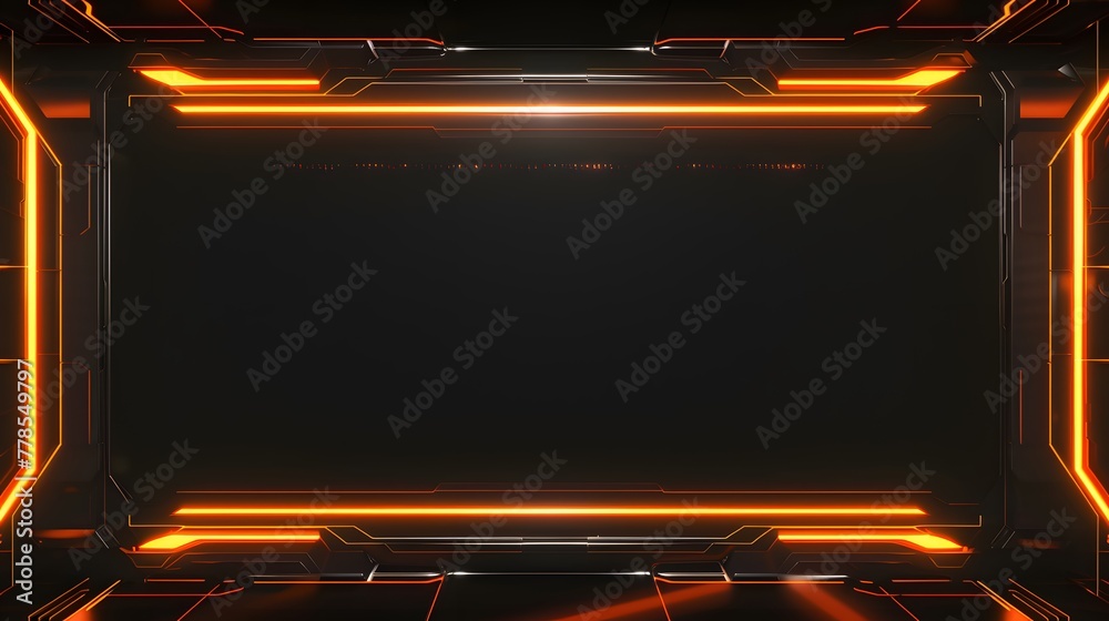 Contemporary neon orange overlay video screen frame border design with ...