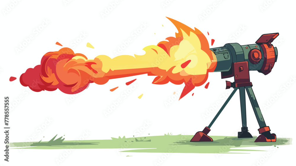 Cartoon drawing of flame thrower. Isolated on white Stock Vector ...