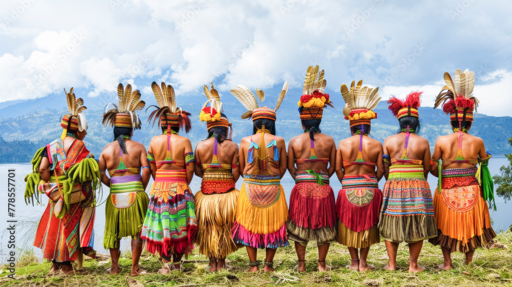 Tribal Elders. Indigenous Leaders in Traditional Attire Amidst Lush ...