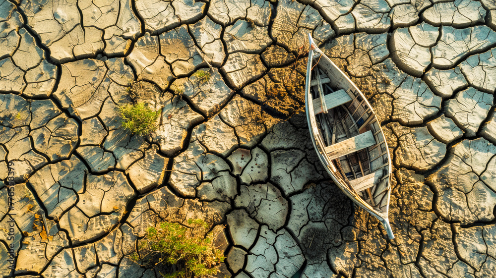 Abandoned Boat. Symbol of Drought and Desolation on Arid Earth. Stock ...
