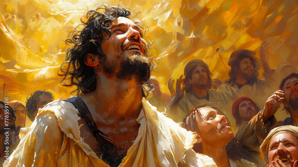 Apostles speaking in different tongues after the Holy Spirit descends ...