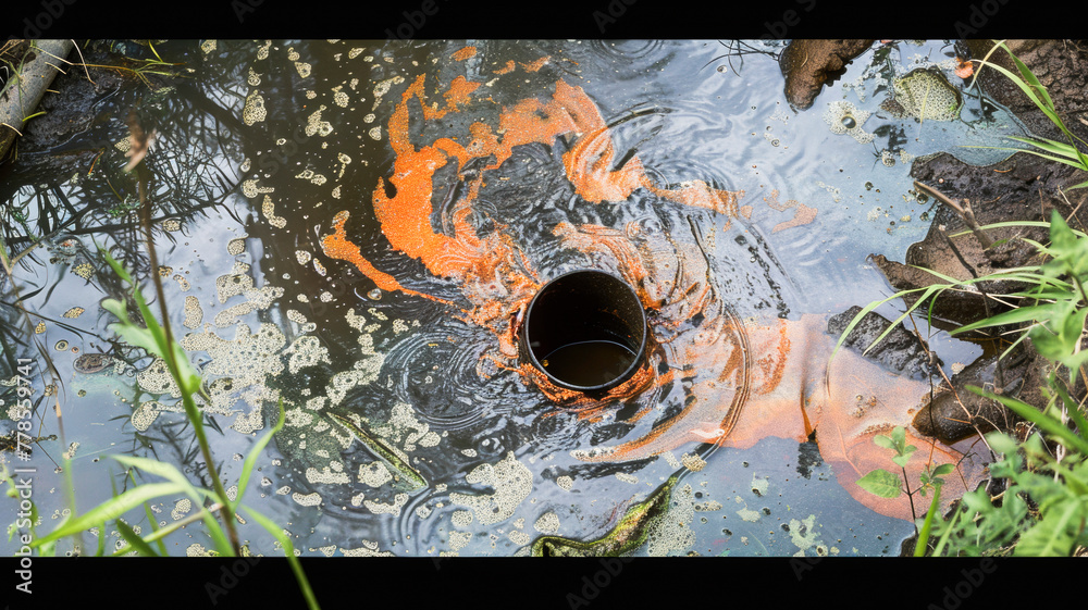 River Pollution. People Fishing Amidst Plastic Waste and Colorful Fish ...