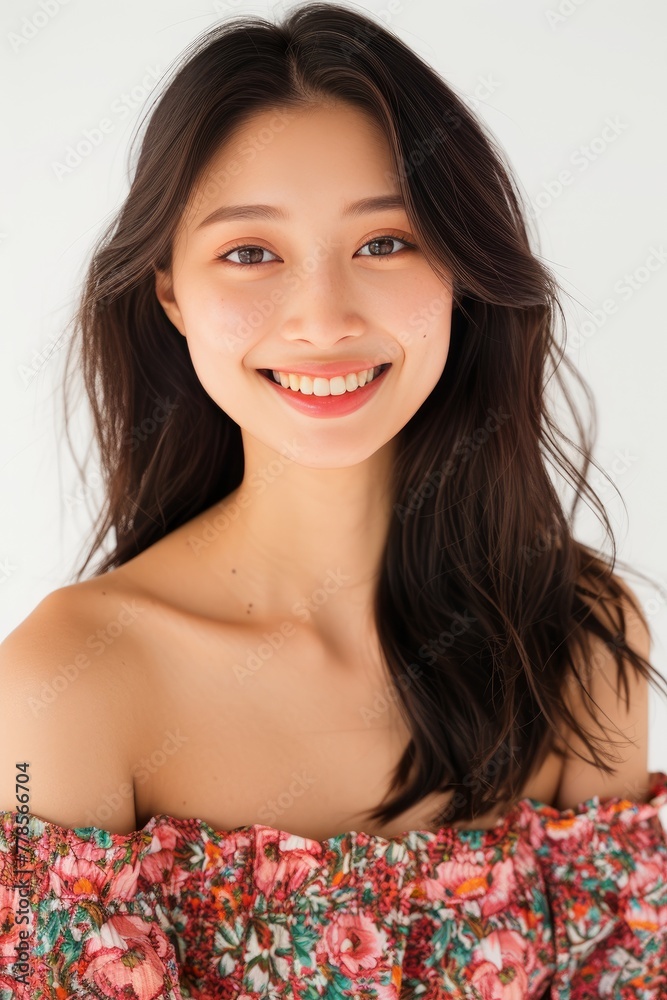 Foto de Full face no crop of a Pretty Young Chinese Super Model in a ...