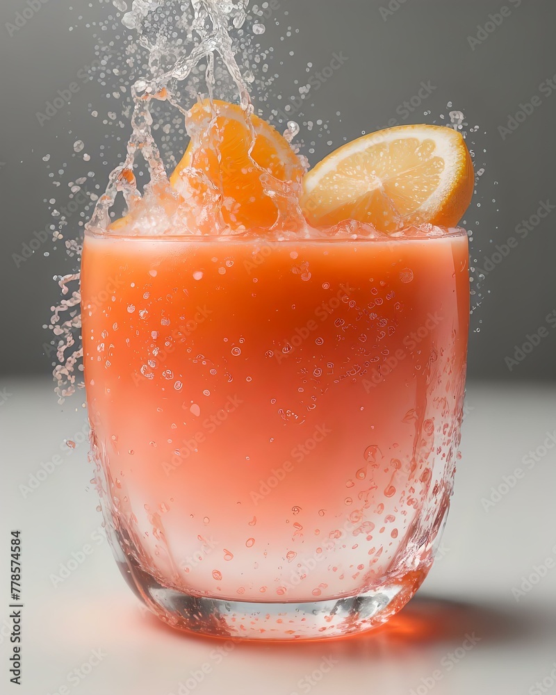 orange juice splash pulp juicy mouth watering splash 3d rendering Stock ...