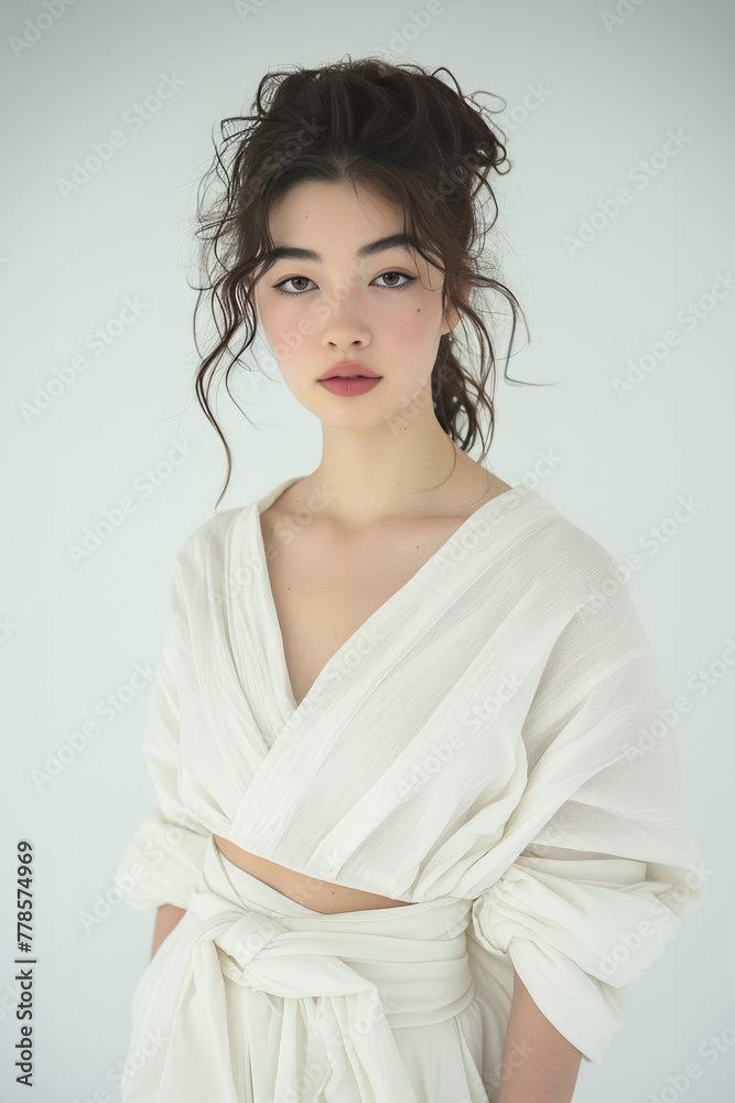 Full face no crop of a Pretty Young Japanese Super Model in a Kimono ...