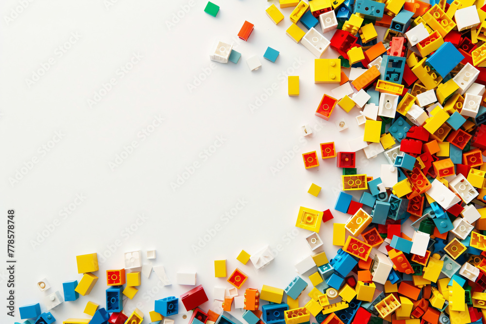 White background, white space in the center of picture. A pile of ...