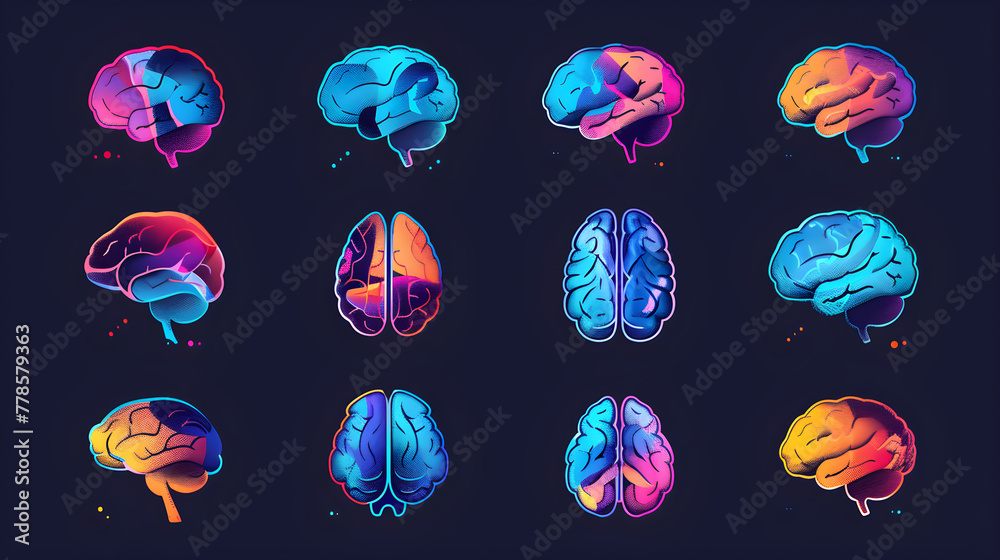 Colorful set of logos representing brain-related awareness days and ...