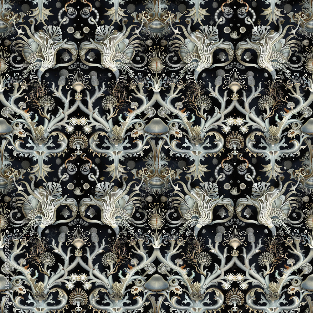 Fictional sea creatures wallpaper, seamless pattern, sea creatures ...