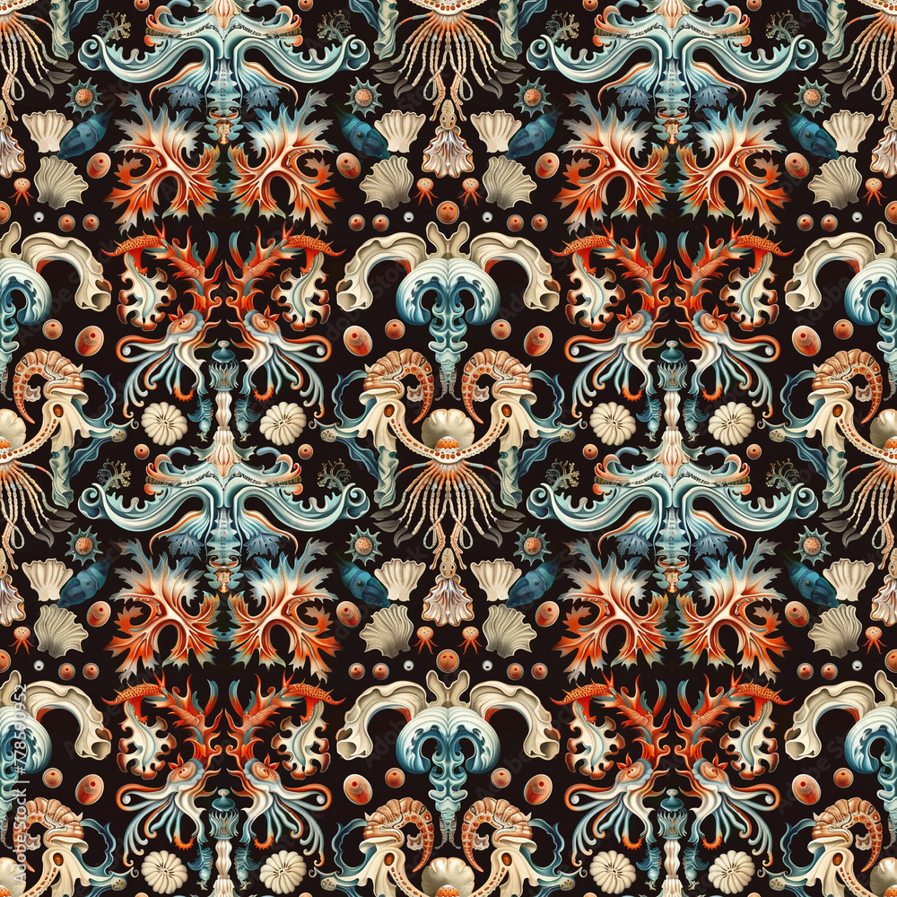 Fictional sea creatures wallpaper, seamless pattern, sea creatures ...
