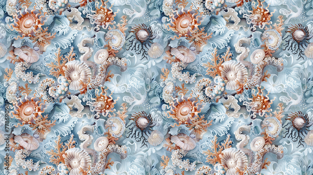 Fictional sea creatures wallpaper, seamless pattern, sea creatures ...